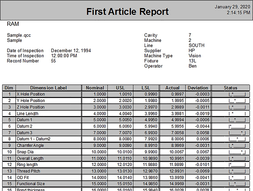 Machine Tool Data - PQI Probing